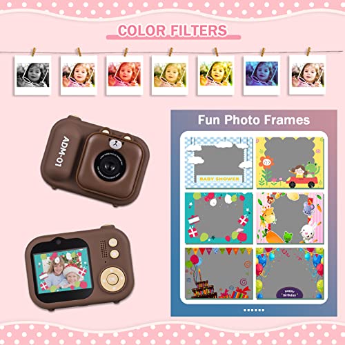 Andoer 1080P Kids Digital Camera Mini Video Camera for Kids 48MP 2.4 Inch IPS Screen Dual Lens Built-in Battery with 32GB Memory Card & Card Reader & Desktop Tripod Birthday for Kids