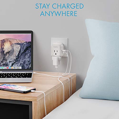 Ceptics Brazil Power Plug Adapter Travel Set, 20W PD & QC, Safe Dual USB & USB-C 3.1A - 2 USA Socket - Compact & Powerful - Also Use in Peru, Chile - Includes Type C, Type N Swadapt Attachments