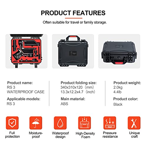 STARTRC RS 3 Gimbal Stabilizer Case Waterproof Hard Carrying Case for DJI RS 3 Gimbal Stabilizer Combo Accessories