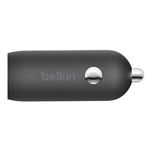 Belkin 20 Watt USB C Car Charger with Fast Charging for Apple iPhone 14, 14 Pro, 14 Pro Max, iPhone 13, 13 Pro, 13 Pro Max, iPad Pro Samsung Galaxy S22 Ultra & More (Cable Not Included) - Black