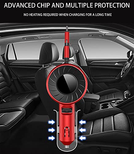 Retractable USB C Fast Car Charger iPhone with Dual Port USB Cables 3-in-1 multiple fast Charger for iPhone Charger Cable UL Certified Compatible for iPhone 11 Pro Max/11/XR/XS/X/8/8 Plus/7/6/6S/5S/SE