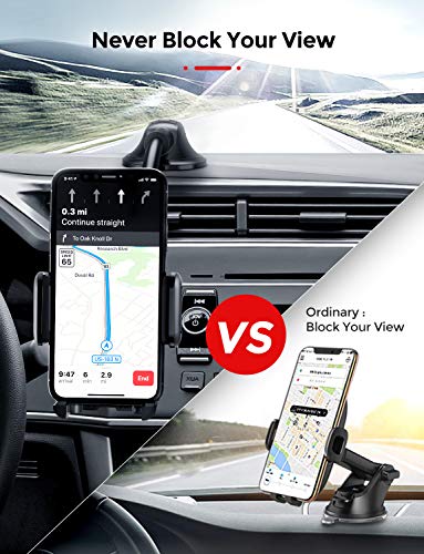 Car Cell Phone Holder Mount - Strong Suction Cup Windshield Dashboard Phone Holder, Long Arm Car Cell Phone Holder Compatible with iPhone 14 13 12 11 X 8 7 6 Series and Other Phones Under 6.9 inches