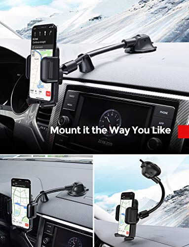 Car Cell Phone Holder Mount - Strong Suction Cup Windshield Dashboard Phone Holder, Long Arm Car Cell Phone Holder Compatible with iPhone 14 13 12 11 X 8 7 6 Series and Other Phones Under 6.9 inches