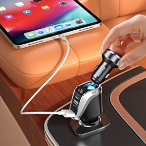 USB C Car Charger, 4 in 1 Cigarette Lighter Adapter, Socket Splitter with 3 USB Ports, 12V/24V Dual USB Type C PD Super Fast Car Charger Adapter Compatible with iPhone14/13/Samsung/Google/GPS/Dash Cam