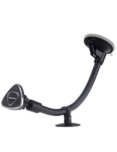 exshow car phone holder, magnetic windscreen car mount, flexible long arm windshield suction phone cradle with dashboard base for iphone xr xs x 8 plus huawei mate 10 9 honor samsung s10 s9+ note etc