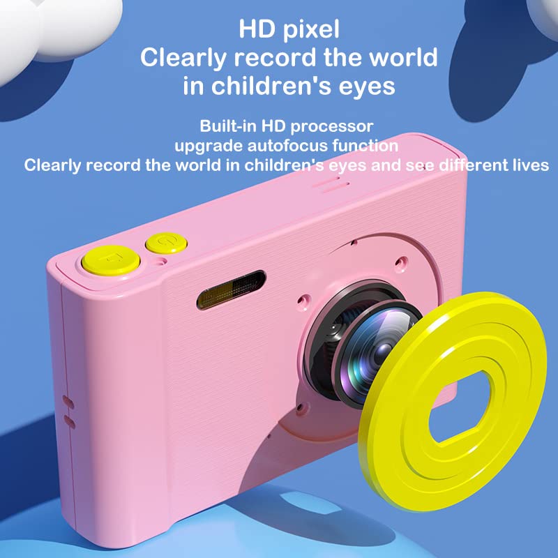 Kids Camera Vlogging Camera Video Digital DV Camera MP3 for Boys Girls Mini Gift 16x Zoom Photography (No Card,Pink)