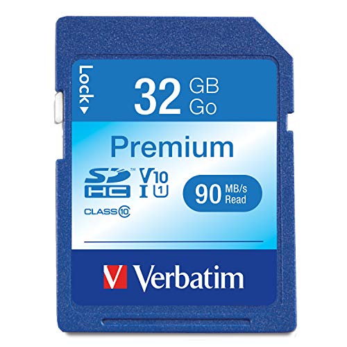 Verbatim 32GB Premium SDHC Memory Card, UHS-I Class 10, Blue