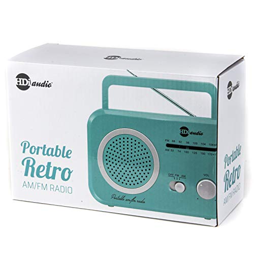 HDi Audio Radio Teal/Silver Premium Home Vintage Portable Retro Radio Classic AM/FM Radio with Built in Speakers + Headphone Jack