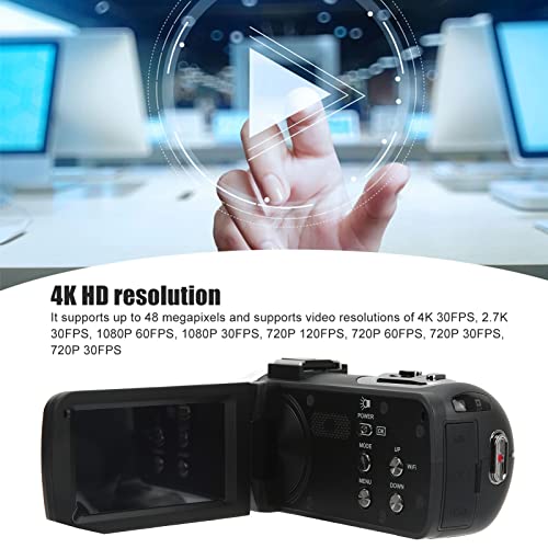 4K HD Digital Video Camera, 18X Digital Zoom Digital Recording Video Camera ABS for Shooting