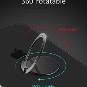 World's Slimmest Phone Ring Holder,Attom Tech Ultra Thin Cell Phone Ring Stand Magnetic Car Mount Hook Matte Center Compatible for iPhone X 8 7 Plus 6S 6 5s 5 SE,Galaxy S8 S7 S6 Edge,Note (Black)