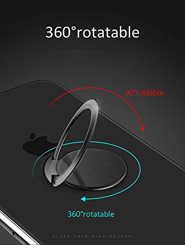 World's Slimmest Phone Ring Holder,Attom Tech Ultra Thin Cell Phone Ring Stand Magnetic Car Mount Hook Matte Center Compatible for iPhone X 8 7 Plus 6S 6 5s 5 SE,Galaxy S8 S7 S6 Edge,Note (Black)