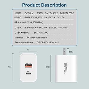 USB C Charger 30W, cshare 2-Port PD 3.0 Fast Charger USB Wall Charger,Foldable Power Adapter for Google Pixel 6/Pro,for iPhone 14/13/12/11/Mini/Pro Max,MacBook,Pad Pro,AirPods,Galaxy S22 Ultra S21