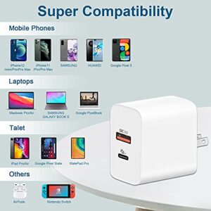 USB C Charger 30W, cshare 2-Port PD 3.0 Fast Charger USB Wall Charger,Foldable Power Adapter for Google Pixel 6/Pro,for iPhone 14/13/12/11/Mini/Pro Max,MacBook,Pad Pro,AirPods,Galaxy S22 Ultra S21