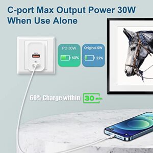 USB C Charger 30W, cshare 2-Port PD 3.0 Fast Charger USB Wall Charger,Foldable Power Adapter for Google Pixel 6/Pro,for iPhone 14/13/12/11/Mini/Pro Max,MacBook,Pad Pro,AirPods,Galaxy S22 Ultra S21