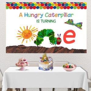 A Hungry Caterpillar is Turning One Birthday Backdrop Photocall Cartoon Caterpillar 1St Birthday Party Background Butterfly 5X3Ft Vinyl