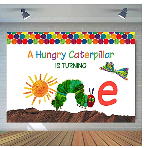 A Hungry Caterpillar is Turning One Birthday Backdrop Photocall Cartoon Caterpillar 1St Birthday Party Background Butterfly 5X3Ft Vinyl