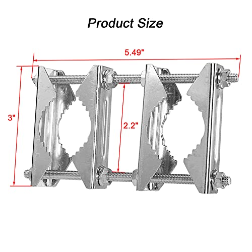 Wdwlbsm 2 Pack Double Antenna Mast Clamp V Jaw Block 5.5" Bolts & 3 Setup Options, Anti-Rust Heavy Duty Pole to Pole Mounting Kit Bracket Holder for Ham, CB, TV, Pipe, Flag Post, Umbrella, Parasols