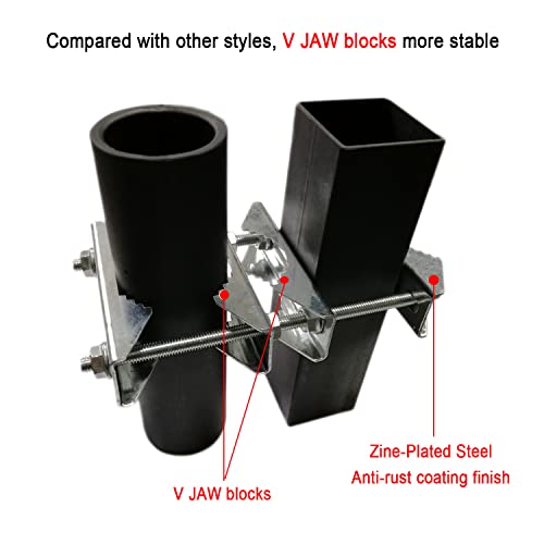 Wdwlbsm 2 Pack Double Antenna Mast Clamp V Jaw Block 5.5" Bolts & 3 Setup Options, Anti-Rust Heavy Duty Pole to Pole Mounting Kit Bracket Holder for Ham, CB, TV, Pipe, Flag Post, Umbrella, Parasols