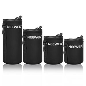 neewer 4x lens case lens pouch bag with thick protective neoprene for dslr camera lens (fit for canon, nikon, sony, olympus, panasonic) includes: small, medium, large, xl size