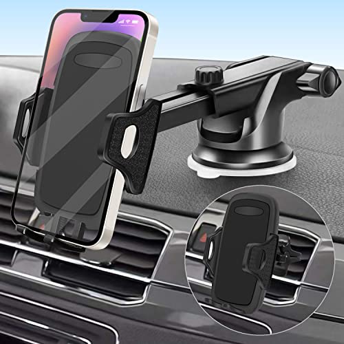 SIXFU Phone Mount for Car, Car Phone Holder Mount[Universal Car Vent/Windshield/Dashboard] Cell Phone Holder Car Accessories Compatible with All iPhone Smartphones