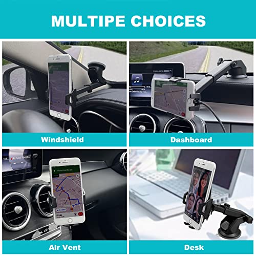 SIXFU Phone Mount for Car, Car Phone Holder Mount[Universal Car Vent/Windshield/Dashboard] Cell Phone Holder Car Accessories Compatible with All iPhone Smartphones