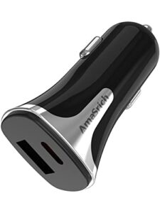 amasrich 32w total pd super fast charging car charger for iphone/ipad/galaxy note/galaxy s/galaxy a/galaxy z/galaxytab s,20w + 12w dual ports