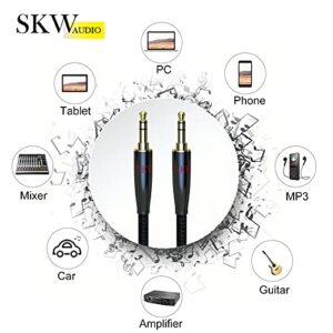 SKW Aux Cable for Car(Hi-Fi Sound),3.5 mm to 3.5 mm Aux Cord/Stereo Audio Cable/Audio Jack Cable/Headphone Cable for Home Stereo,iPhone,iPod,IPad,Echo Dot,Sony & More 3.2ft/1M