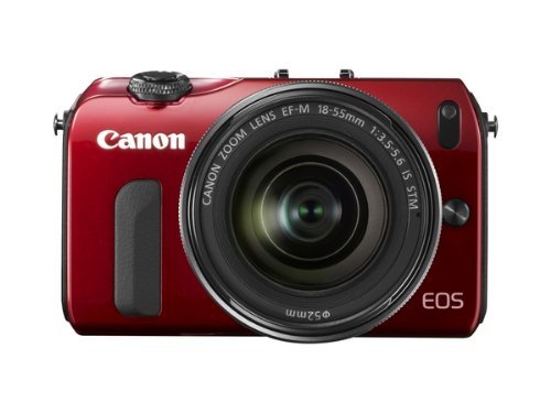 Canon EOS-M Mirrorless Digital Camera with EF-M 18-55mm f/3.5-5.6 IS STM Lens (Red) - International Version (No Warranty)