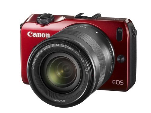 Canon EOS-M Mirrorless Digital Camera with EF-M 18-55mm f/3.5-5.6 IS STM Lens (Red) - International Version (No Warranty)