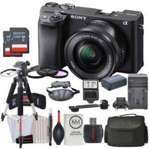 sony alpha a6400 mirrorless digital camera w/ 16-50mm lens (black) and striker deluxe bundle