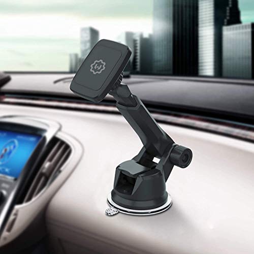 WixGear Universal Magnetic Car Mount Holder, Windshield Mount and Dashboard Mount Holder for Cell Phones and Tablets with Long Arm – (New Version Telescopic Arm)