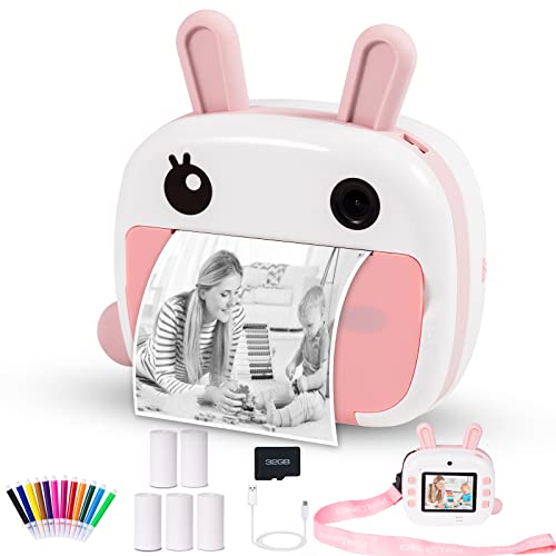 JECAURS Instant Print Camera for Kids, WiFi Kids Camera with 32GB Memory Card, Dual Lens, Print Paper, Color Pens Set, Kids Selfie Video Printable Camera for Girls and Boys