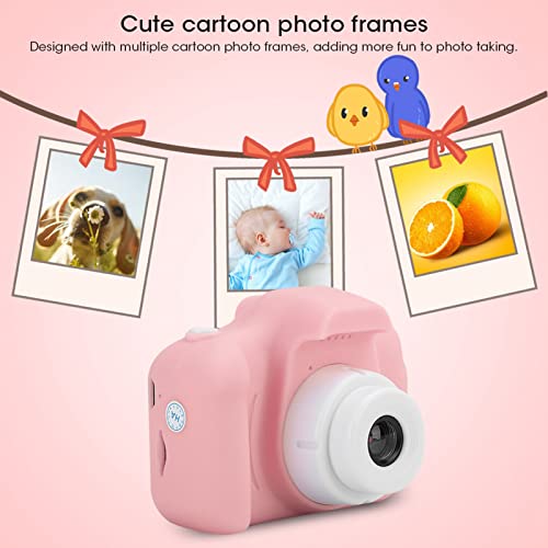 Children Camera,HD Cartoon Digital Video Camera Toy for Children Kids,2.0in IPS Screen,Multiple Cartoon Photo Frames,Taking Photos,Recording Videos,DIY Photos (Pink)