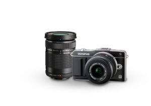 olympus e-pm2 16mp mirrorless digital camera with 14-42mm and 40-150mm two lens kit (old model)