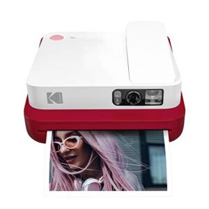 Kodak Smile Classic Digital Instant Camera with Bluetooth (Red) w/ 10 Pack of 3.5x4.25 inch Premium Zink Print Photo Paper.