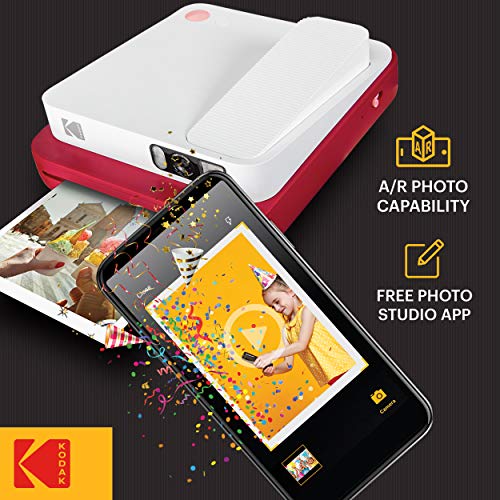 Kodak Smile Classic Digital Instant Camera with Bluetooth (Red) w/ 10 Pack of 3.5x4.25 inch Premium Zink Print Photo Paper.