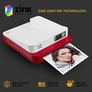 Kodak Smile Classic Digital Instant Camera with Bluetooth (Red) w/ 10 Pack of 3.5x4.25 inch Premium Zink Print Photo Paper.