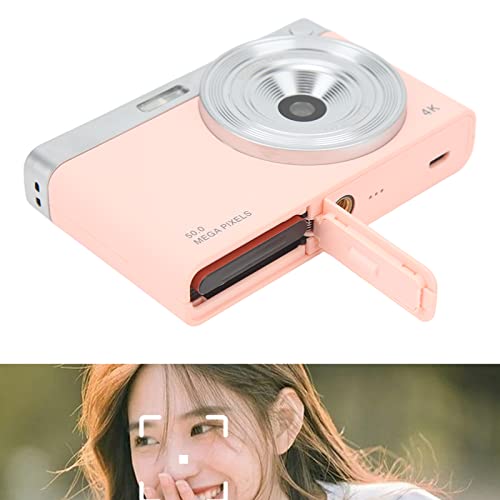 Digital Camera, 4K Digital Camera 2.88in IPS HD Mirrorless Camera AF Autofocus 16X Zoom 50MP Camera for Macro Shooting (Pink)