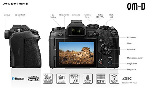 Olympus OM-D E-M1 Mark II, Micro Four Thirds System Camera, 16 Megapixels, 5-Axis Image Stabilizer, Electronic Viewfinder, Black