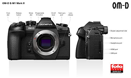 Olympus OM-D E-M1 Mark II, Micro Four Thirds System Camera, 16 Megapixels, 5-Axis Image Stabilizer, Electronic Viewfinder, Black