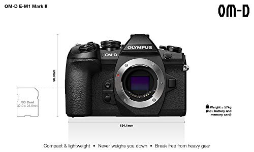 Olympus OM-D E-M1 Mark II, Micro Four Thirds System Camera, 16 Megapixels, 5-Axis Image Stabilizer, Electronic Viewfinder, Black