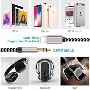 [Apple MFi Certified] iPhone AUX Cord for Car Stereo, Veetone 3FT Lightning to 3.5mm AUX Audio Nylon Braided Cable for iPhone 14 13 12 11 Pro Max/XS/XR/X 8/iPad/iPod to Speaker, Home Stereo, Headphone