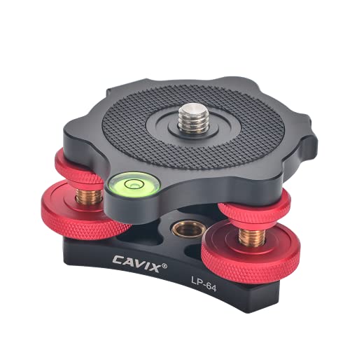 CAVIX Camera Leveler Tripod Leveling Base Tri-Wheel Head for Macro Photography Aluminum w Bubble Level 3 Axis Level with +/-5 Degree Precision Adjustment for DSLR Camera Rotator Panoramic Head LP-64