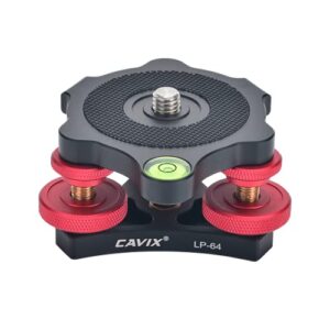 CAVIX Camera Leveler Tripod Leveling Base Tri-Wheel Head for Macro Photography Aluminum w Bubble Level 3 Axis Level with +/-5 Degree Precision Adjustment for DSLR Camera Rotator Panoramic Head LP-64