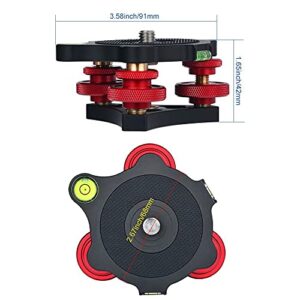 CAVIX Camera Leveler Tripod Leveling Base Tri-Wheel Head for Macro Photography Aluminum w Bubble Level 3 Axis Level with +/-5 Degree Precision Adjustment for DSLR Camera Rotator Panoramic Head LP-64