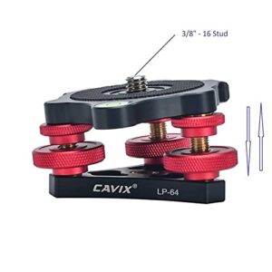 CAVIX Camera Leveler Tripod Leveling Base Tri-Wheel Head for Macro Photography Aluminum w Bubble Level 3 Axis Level with +/-5 Degree Precision Adjustment for DSLR Camera Rotator Panoramic Head LP-64