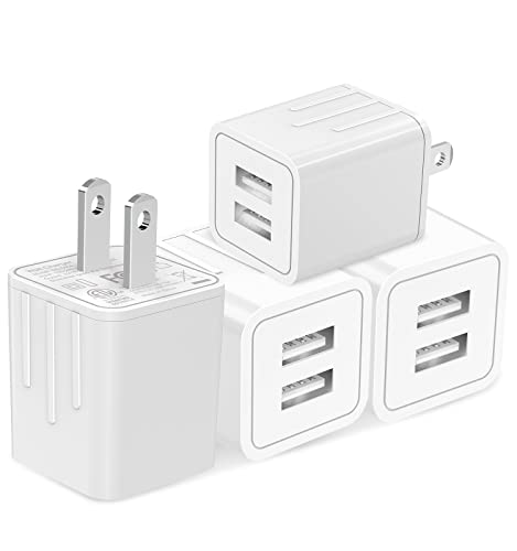 USB Wall Charger, tiavalmax 4-Pack 2.1A Dual Port USB Cube Power Adapter Charger Plug Block Charging Box Brick for iPhone,iPad,Samsung Galaxy,Google Pixel,Moto, LG, HTC, Motorola,Oneplus,Nokia,Kindle