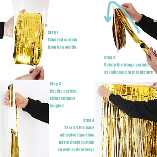 Muhome Blue Foil Fringe Curtain, 2PCS 3.28FT x 8.2FT Metallic Tinsel Door Curtains Photo Booth Backdrop for Wedding Birthday Bridal Shower Baby Shower Bachelorette Disco Dancing Party Decorations