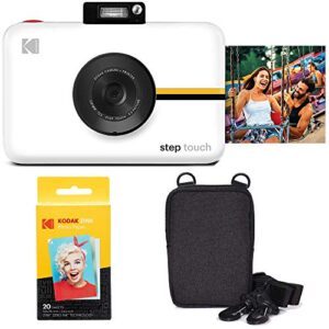 kodak step touch 13mp digital camera & instant printer with 3.5 lcd touchscreen (white) go bundle