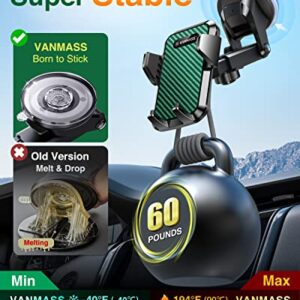 VANMASS Universal Car Phone Mount,【Patent & Safety Certs】 Upgraded Handsfree Dashboard Stand, Phone Holder for Car Windshield Vent, Compatible iPhone 14 13 12 11 Pro Max Xs XR X, Galaxy (Green)